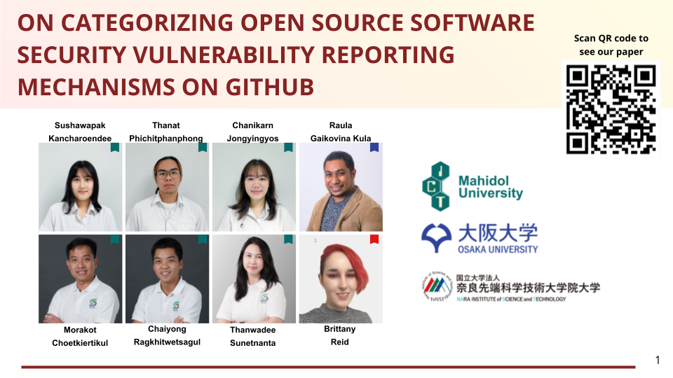 On Categorizing Open Source Software Security Vulnerability Reporting Mechanisms on GitHub ...